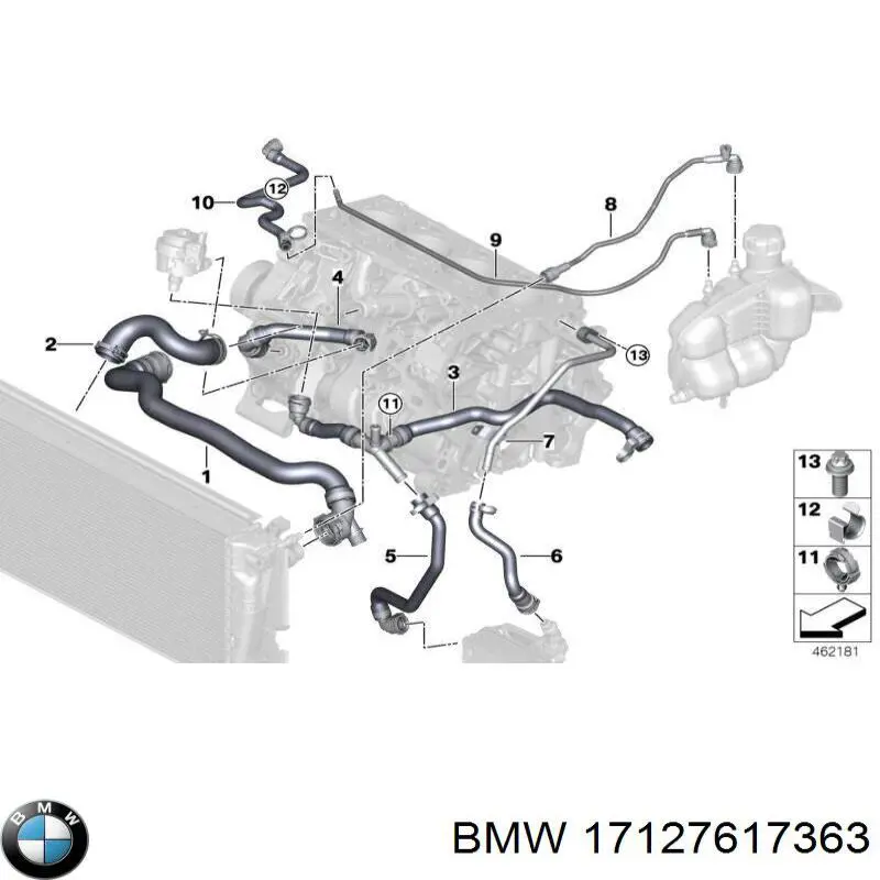 17127617363 BMW шланг/патрубок радіатора охолодження, верхній - купити ...