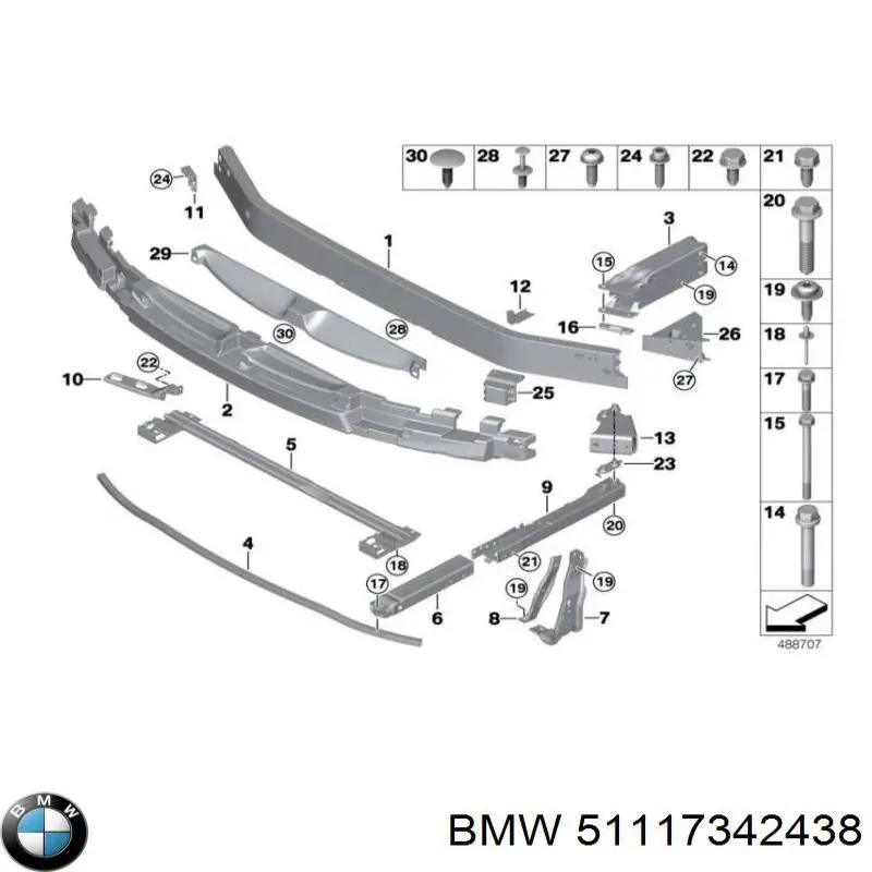 51117342438 BMW абсорбер (наповнювач бампера переднього)