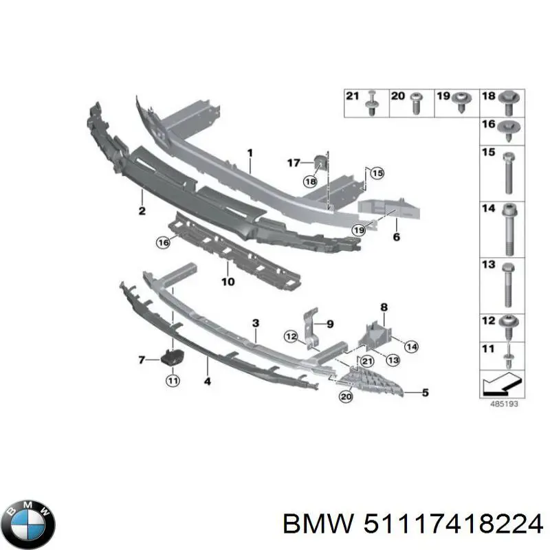 51117418224 BMW підсилювач бампера переднього - купити онлайн в Україні