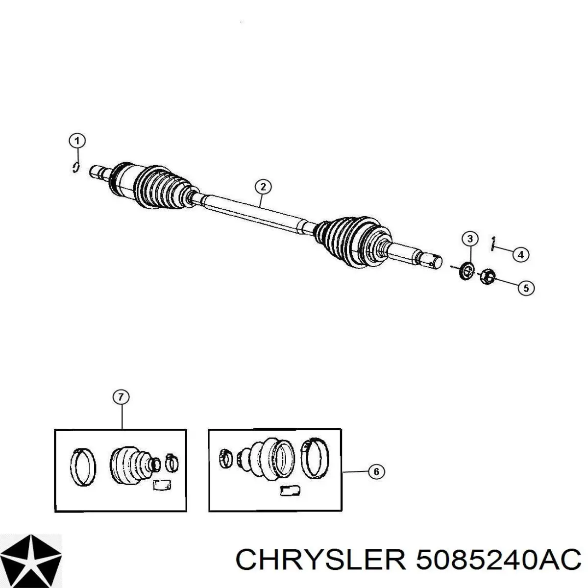 5085240AC Chrysler піввісь задня, права - купити онлайн в Україні