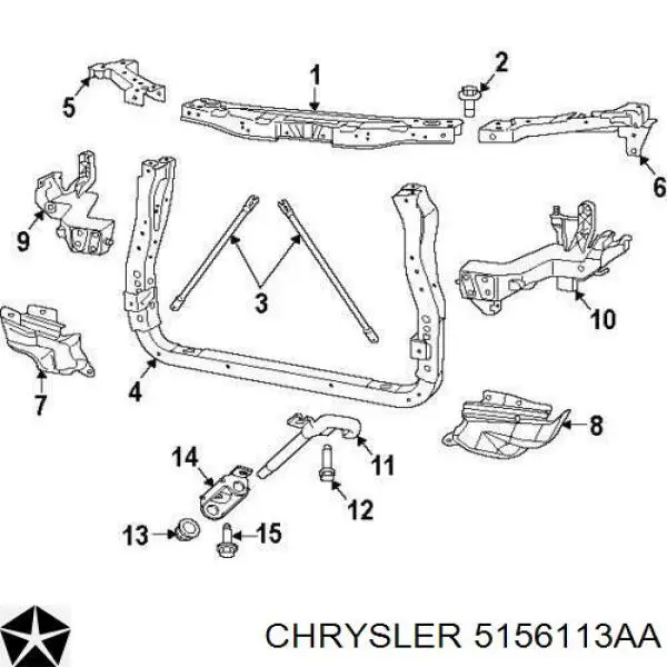 5156113AA Chrysler супорт радіатора нижній/монтажна панель кріплення ...