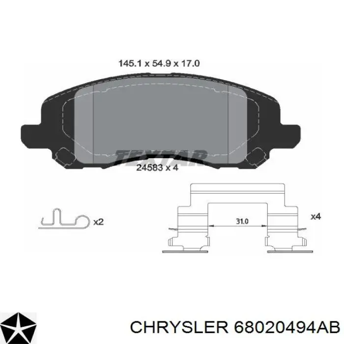 68020494AB Chrysler колодки гальмівні передні, дискові - купити онлайн ...