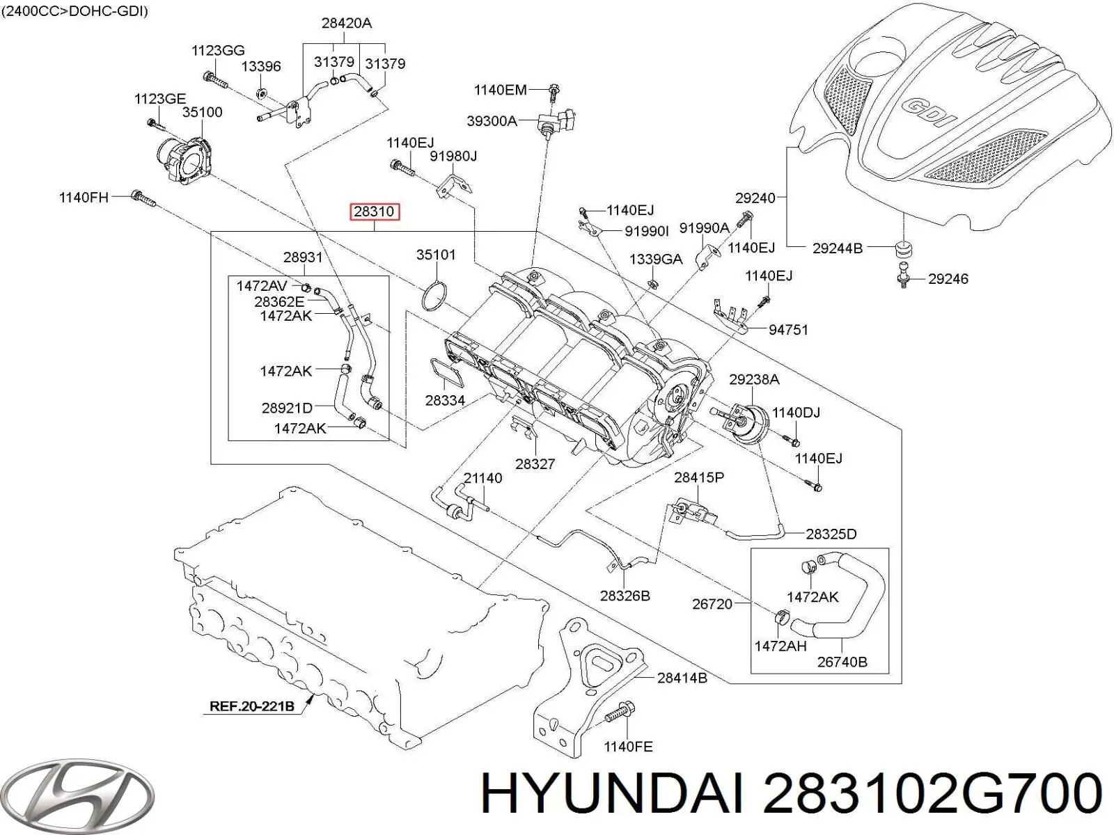 283102G700 Hyundai/Kia колектор впускний