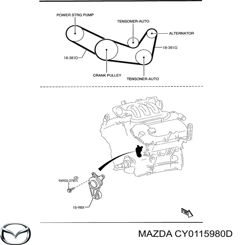 CY0115980D Mazda натягувач приводного ременя - купити онлайн в Україні