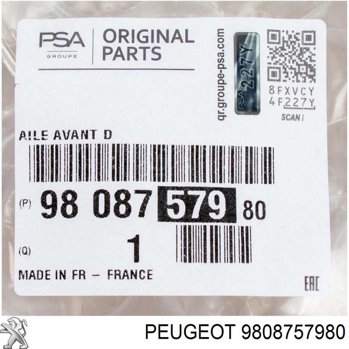 9808757980 Peugeot/Citroen крило переднє праве