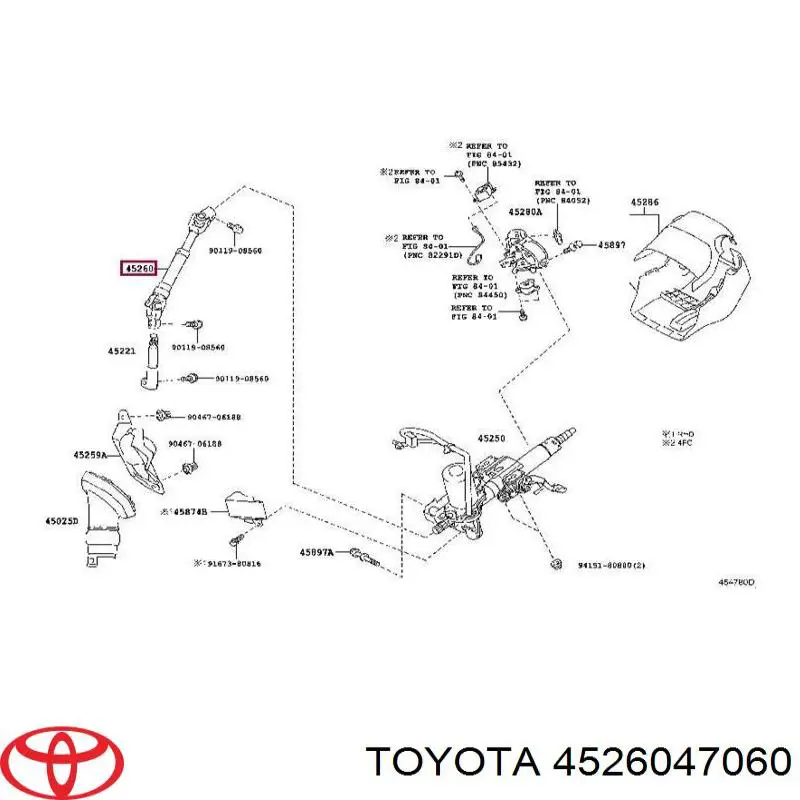 4526047060 Toyota кардан вала рульової колонки, нижній - купити онлайн ...